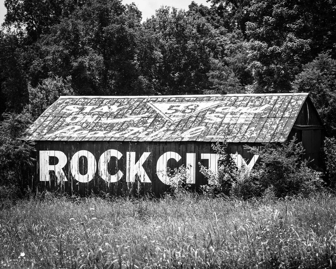 Rock City Barn Print, Chattanooga Photography, Black & White ...