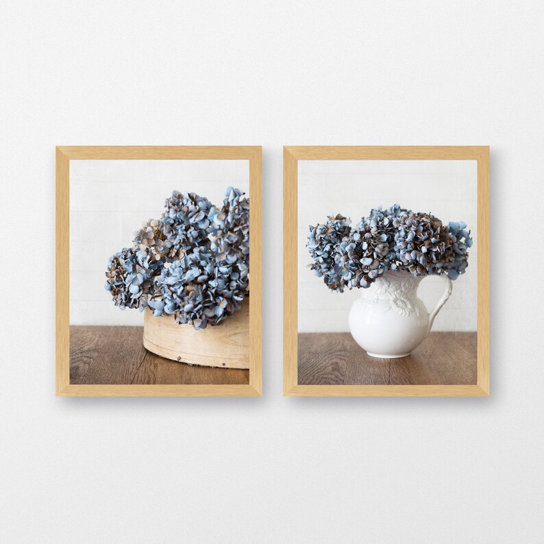 Blue Floral Photography Prints Farmhouse Wall Art Country - Etsy