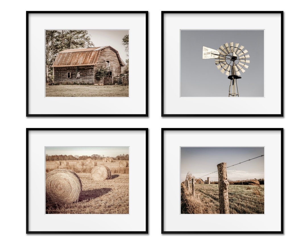 Rustic Farmhouse Wall Art Decor, Set of 4 Country Rustic Art Prints ...