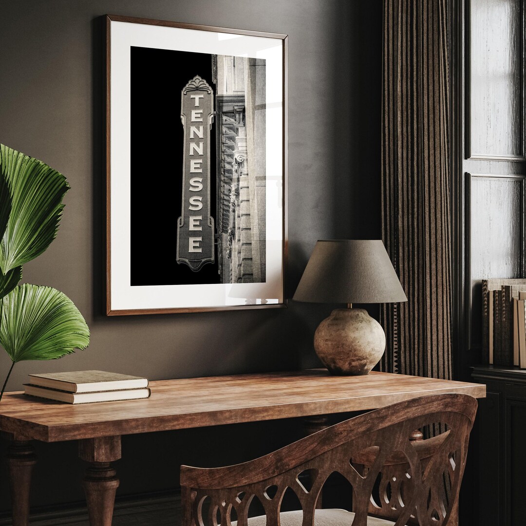 Tennessee Sign Wall Art Decor. Black & White Tennessee Theatre Marquee ...
