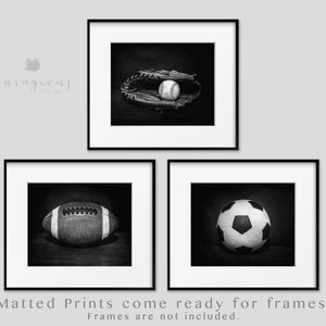 Black & White Sports Wall Art Prints. Sports Photography Print Set for ...