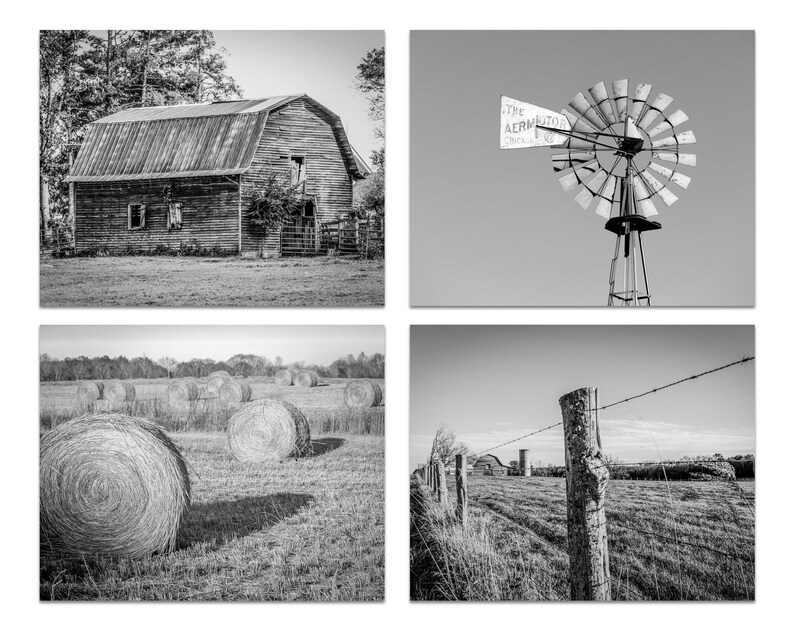 Rustic Farmhouse Wall Art Decor, Set of 4 Country Rustic Art Prints ...