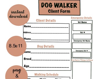 Dog Walking Form - Etsy