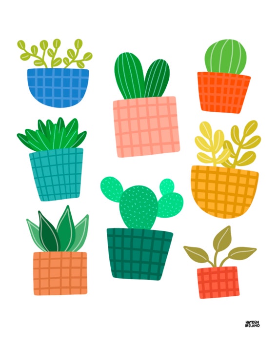 Happy Little Plants Art Print - Etsy