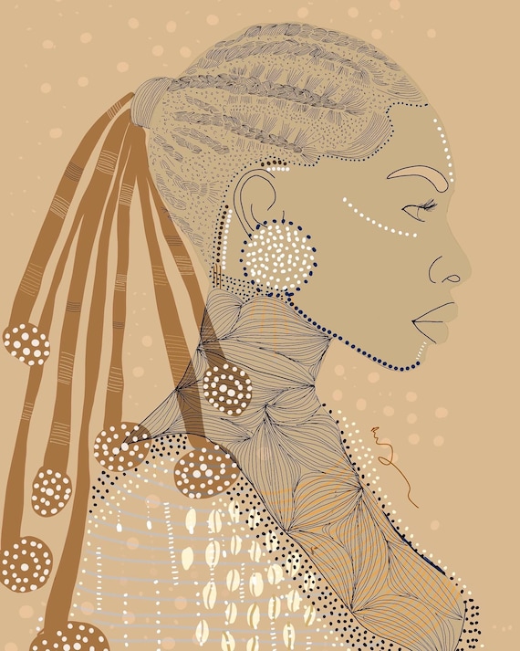 Black Side Profile Art African Woman Black Art Colorful - Etsy