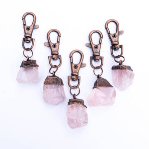 Rose Quartz Crystal Keychain | Raw Crystal Keychain | Rose Quartz ...