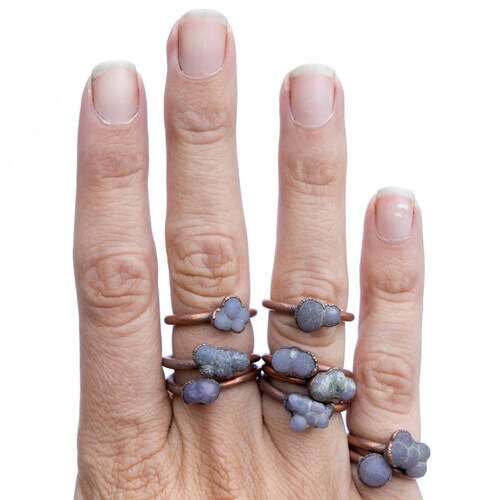 GRAPE Agate Ring Raw Grape Agate Ring Copper and Natural - Etsy
