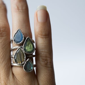 Silver Labradorite Ring | Gemstone Stacking Ring | Handmade Labradorite ...