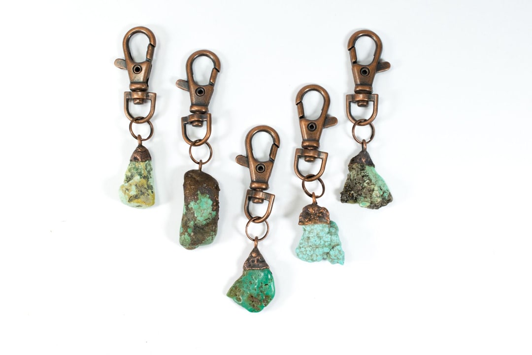 Turquoise Keychain | Raw Crystal Keychain | Turquoise Crystal Key Clip ...