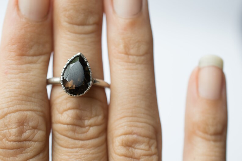 Smokey Quartz Ring Organic Stone Stacking Ring Smokey Etsy