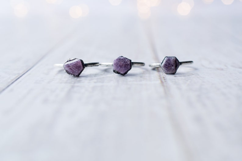 Oxidized Silver Ruby ring Red ruby crystal ring Raw | Etsy