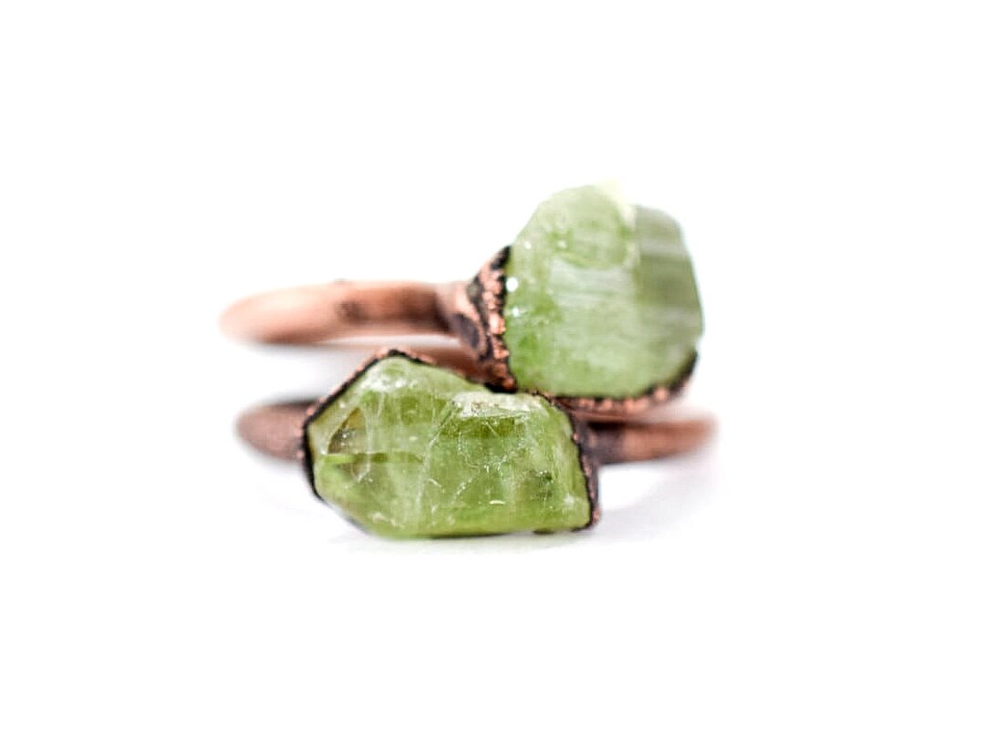 Green Peridot Ring | Raw Peridot Ring | Copper & Peridot Ring ...