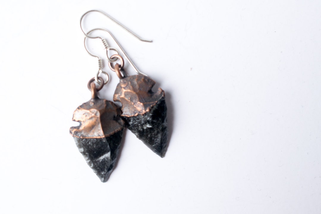SALE Dragonglass Obsidian Arrowhead Earrings Arrow Head Earrings ...
