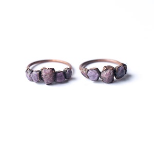 Multi Stone Ring | Red Ruby Stacking Ring | Real Ruby Jewelry | Natural Ruby Ring | Rough Ruby ...