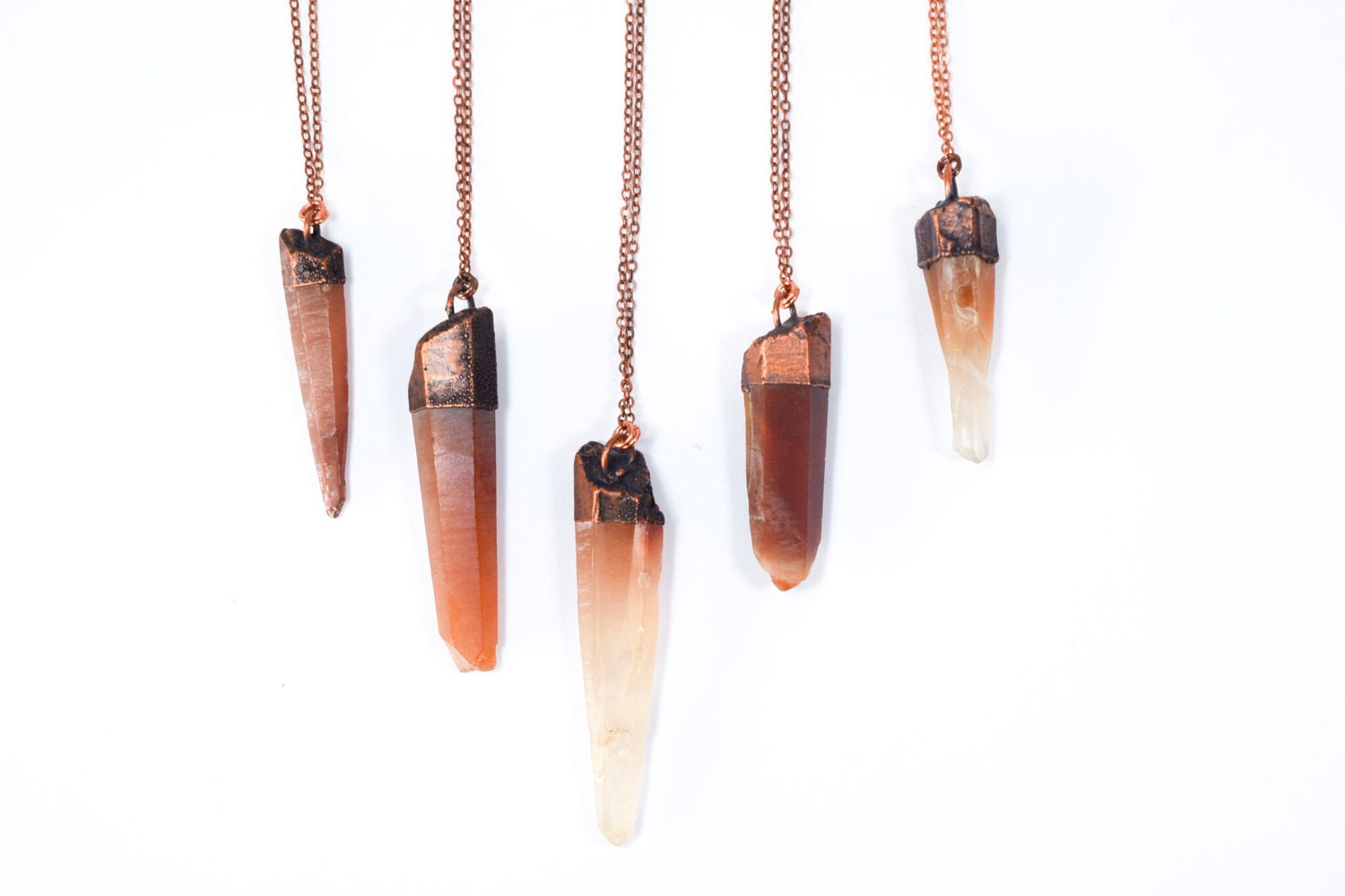 Raw crystal necklace Red quartz crystal necklace Rusty | Etsy