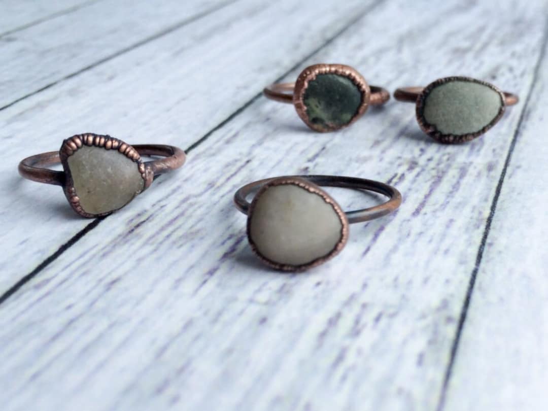 SALE Beach Pebble Ring | Organic Stone Stacking Ring | Pebble Ring | Organic Stone Jewelry ...
