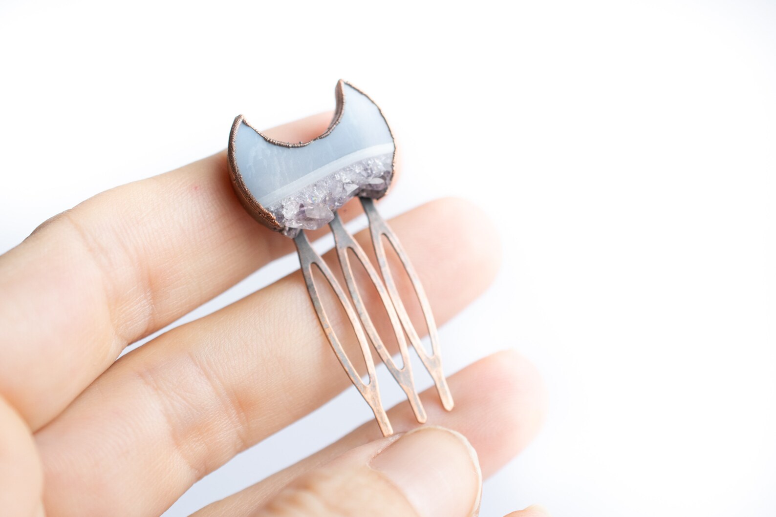 Moon Hair Comb Druzy Crystal Hair Comb Druzy Moon Hair - Etsy