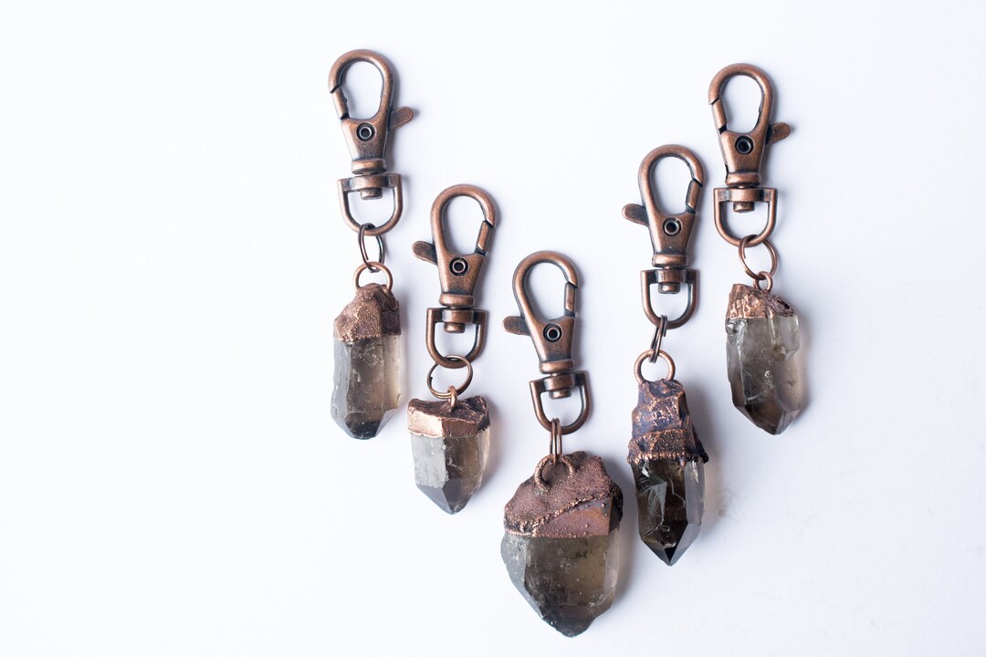 Smokey Quartz Crystal Keychain | Raw Crystal Keychain | Smokey Quartz ...