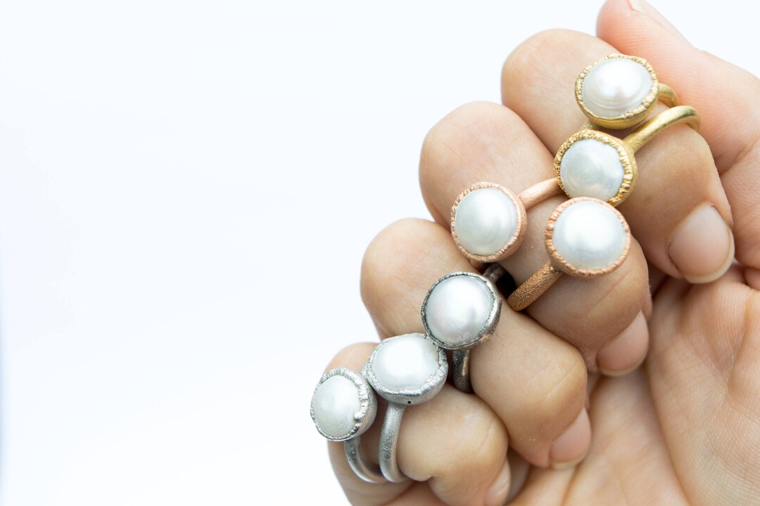 SALE Pearl Ring | Pearl Stacking Ring | Freshwater Pearl Ring | Organic ...