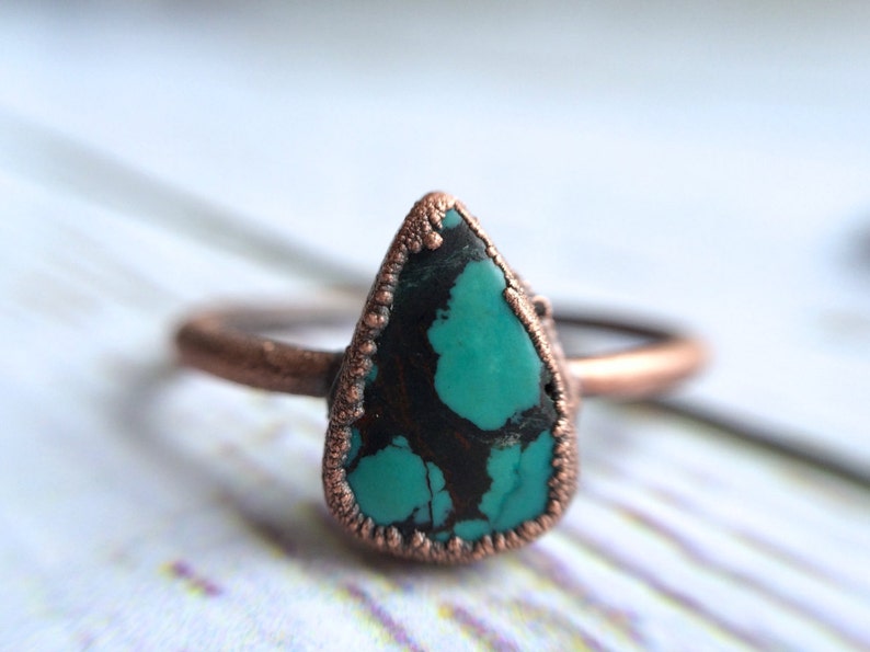 Turquoise Ring Simple Stone Stacking Ring Turquoise Stone - Etsy