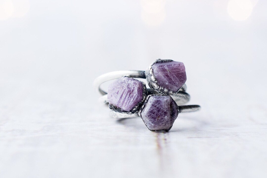 Oxidized Silver Ruby Ring Red Ruby Crystal Ring Raw - Etsy