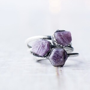 Oxidized Silver Ruby Ring Red Ruby Crystal Ring Raw - Etsy