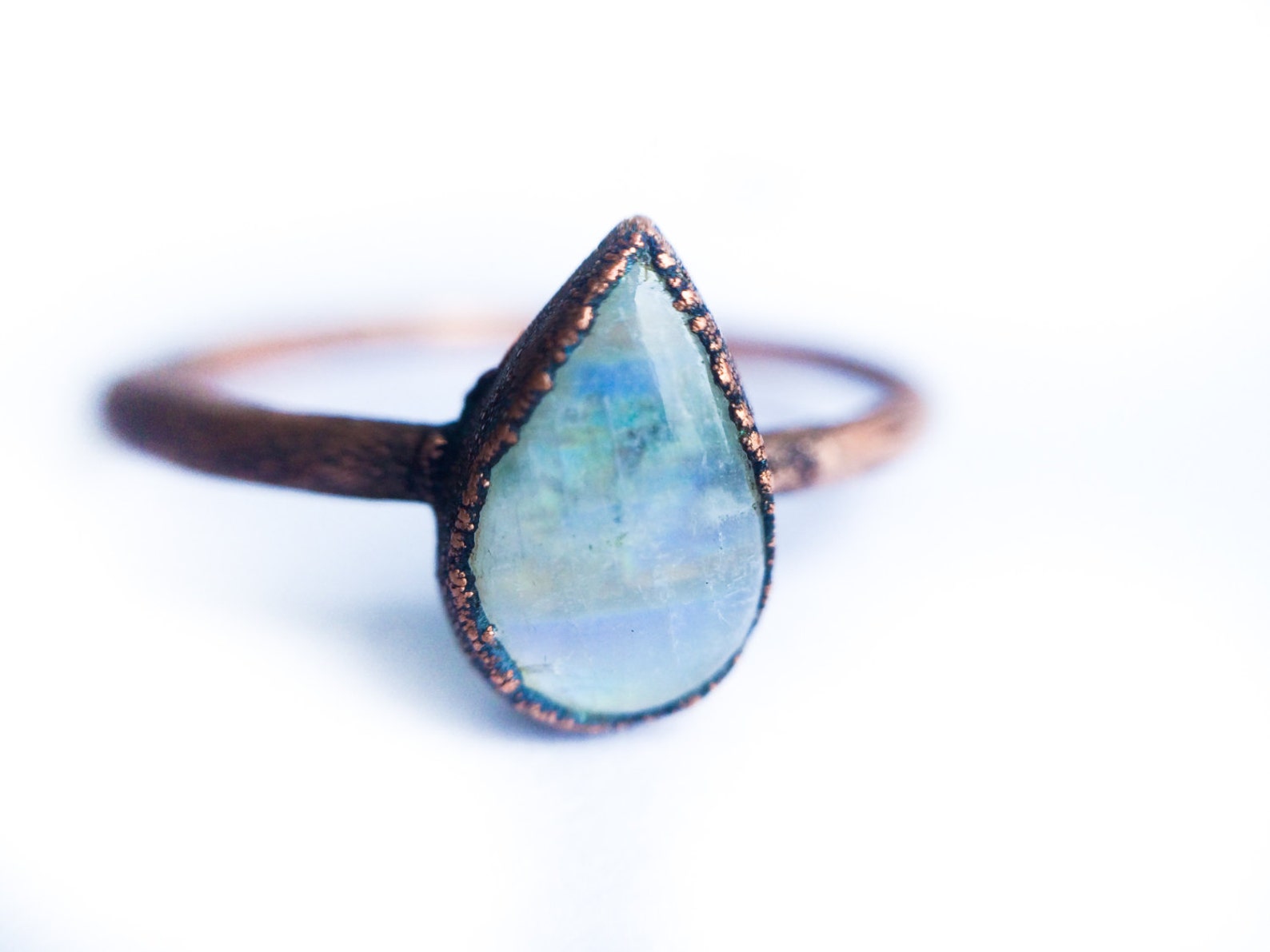 Rainbow Moonstone Ring | Simple Stone Stacking Ring | Tiny Moonstone ...