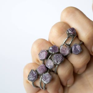 RAW Ruby Stacking Ring | Real Ruby Jewelry | Natural Ruby Ring | Rough Ruby Stacking Ring | Raw ...