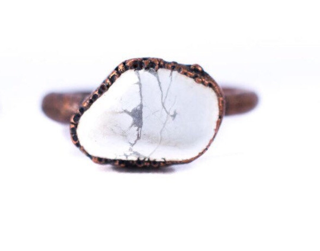 SALE Raw Howlite Ring | Natural Howlite | Rough Howlite Stone Ring ...