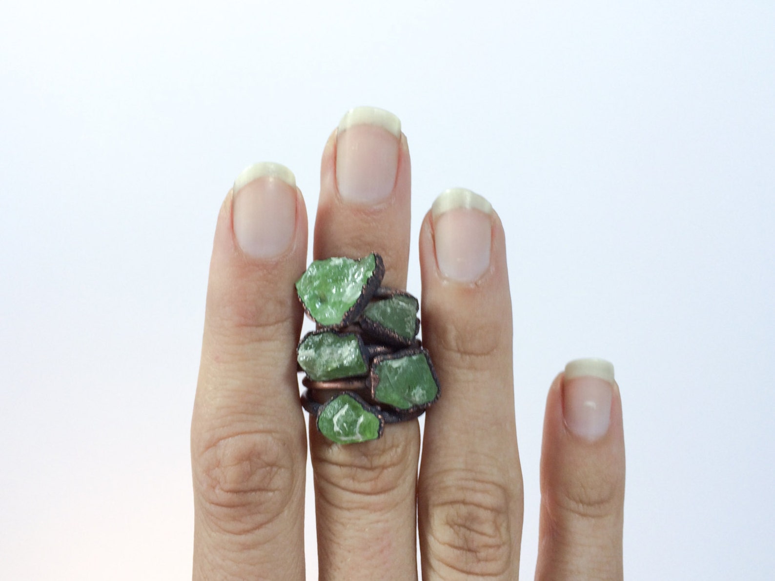 Green Peridot Ring | Raw Peridot Ring | Copper & Peridot Ring ...