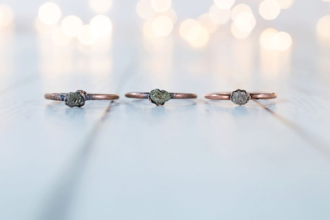 Raw Diamond Ring Tiny Rough Diamond Engagement Ring Tiny - Etsy