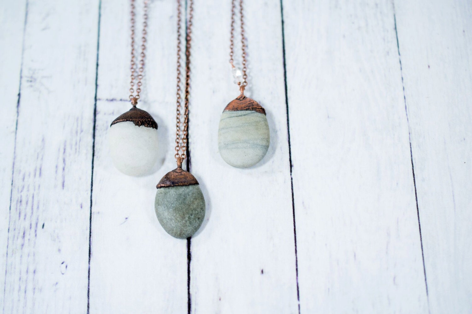 Beach Pebble Necklace | Raw Stone Necklace | Beach Stone Necklace ...