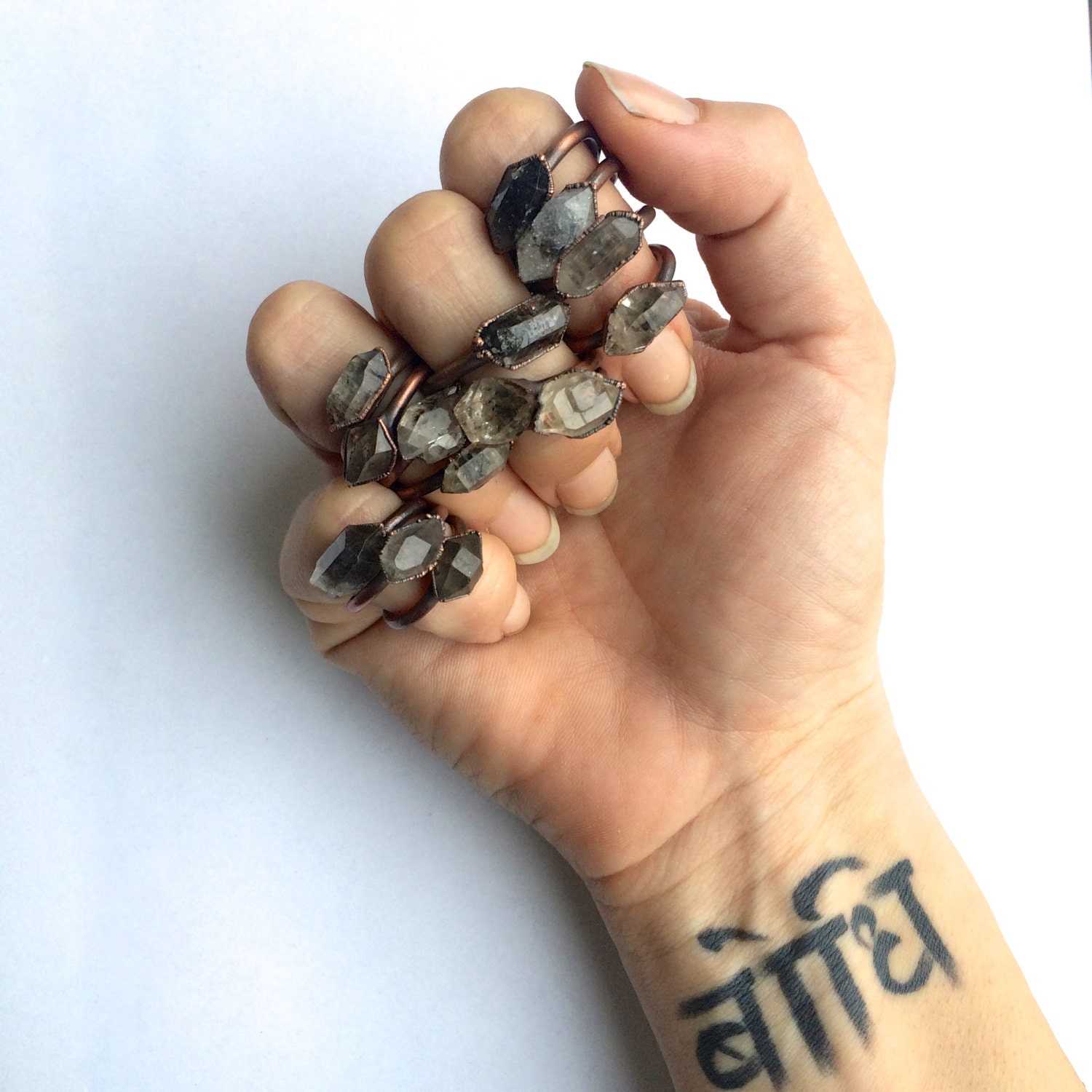 Tibetan Crystal Ring Raw Anthraxolite Crystal Ring Double - Etsy