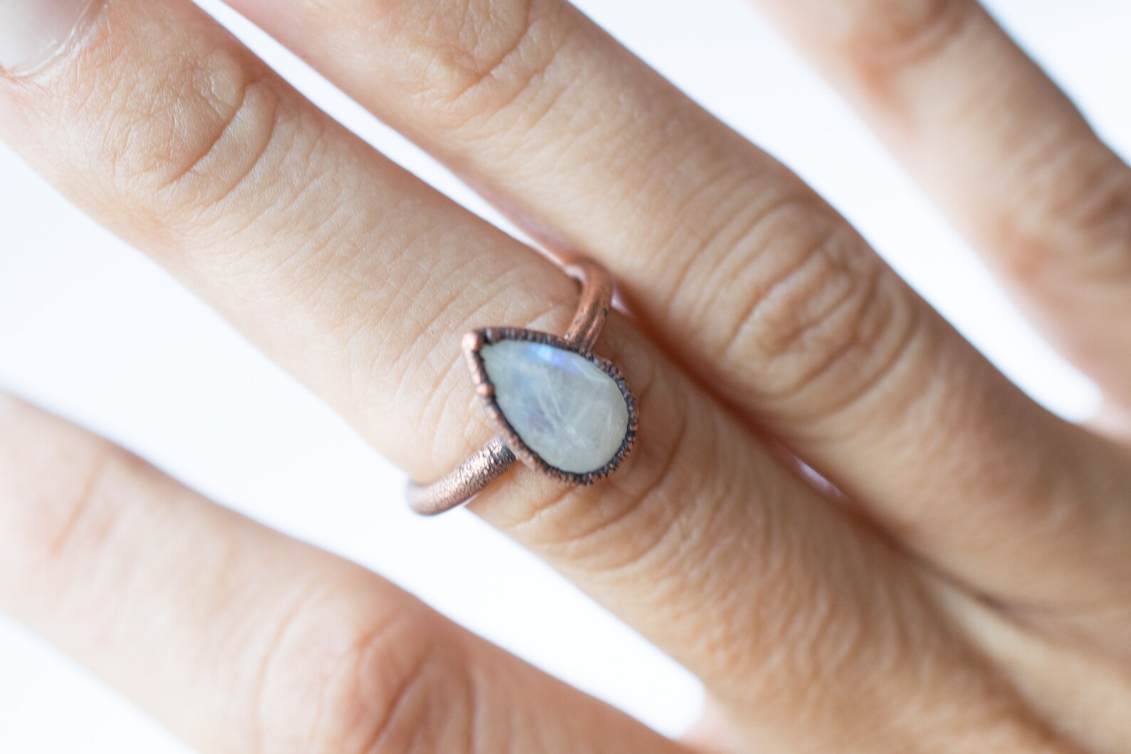 Rainbow Moonstone Ring Simple Stone Stacking Ring - Etsy
