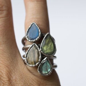 Silver Labradorite Ring | Gemstone Stacking Ring | Handmade Labradorite ...