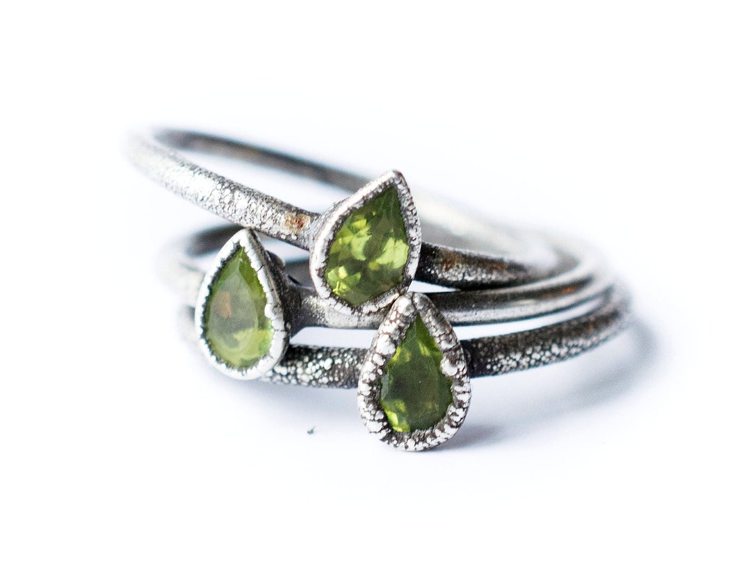 Green Peridot Ring Raw Peridot Ring Copper & Peridot Ring Electroformed ...