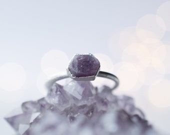 Oxidized Silver Ruby Ring Red Ruby Crystal Ring Raw | Etsy