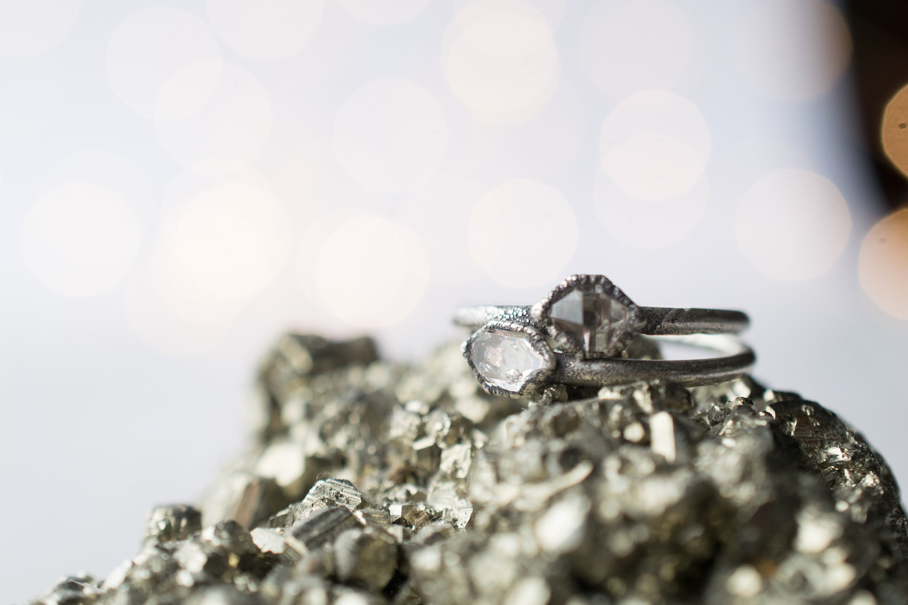 Oxidized Silver Crystal Ring | Herkimer Diamond Ring | Electroformed ...