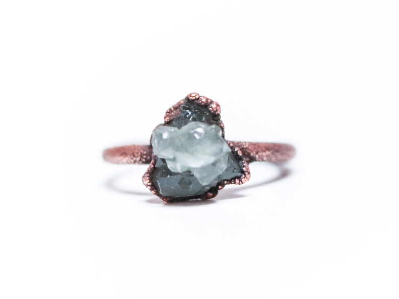 Raw Crystal Cluster Ring | Chlorite Quartz Cluster Ring | Electroformed ...