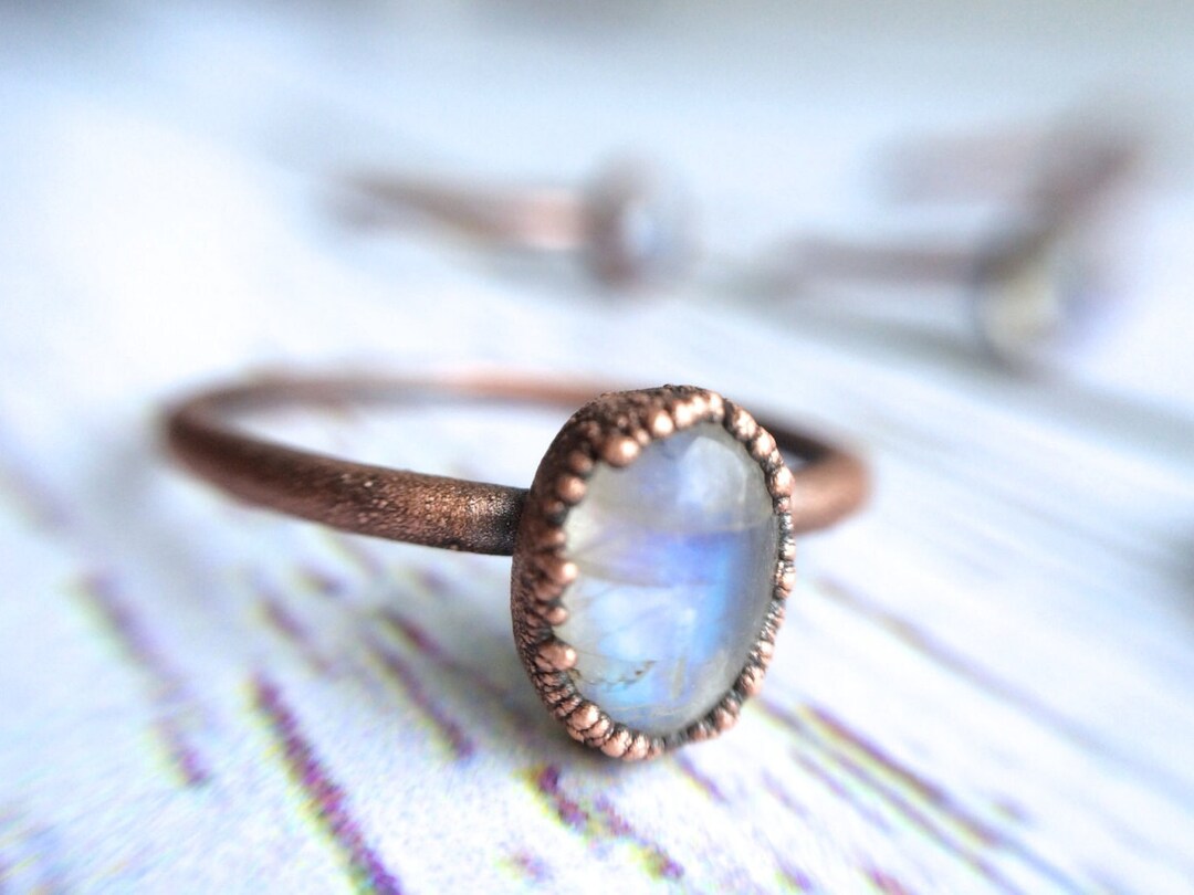 Rainbow Moonstone Ring | Simple Stone Stacking Ring | Moonstone ...