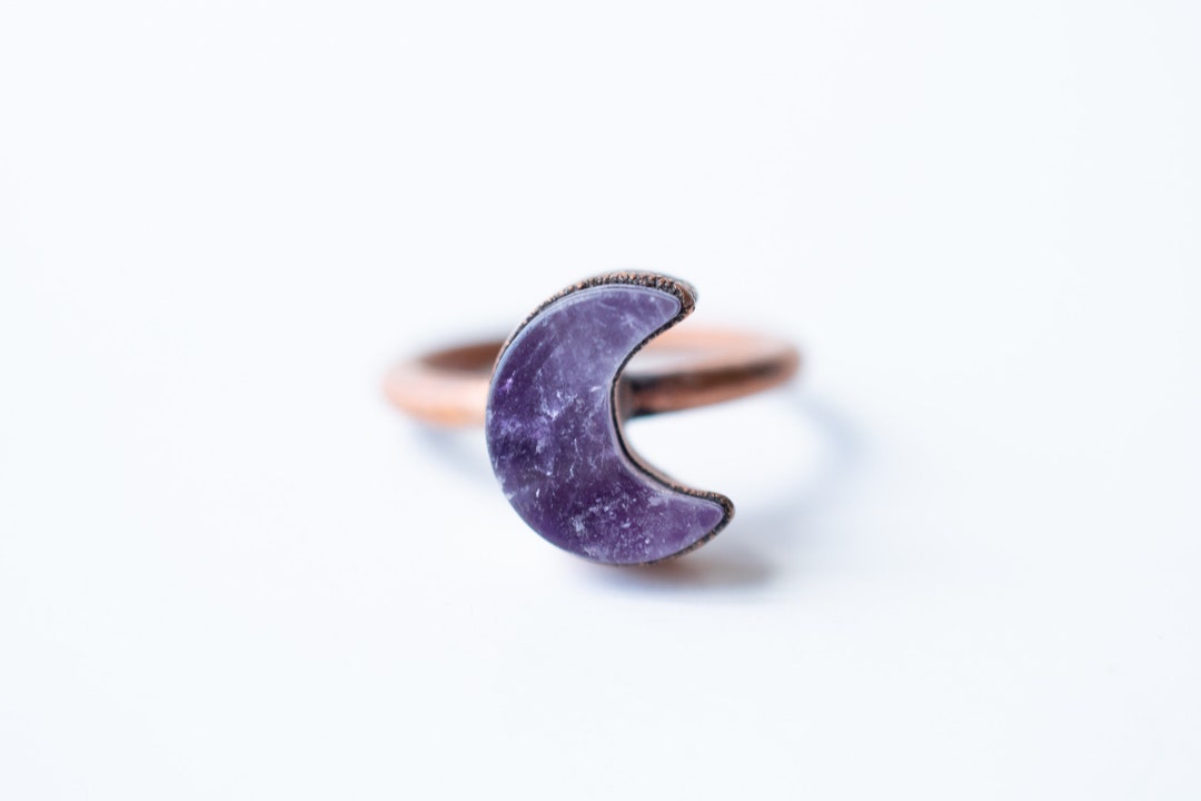 Amethyst Moon Ring Amethyst Crystal Ring Purple Amethyst - Etsy