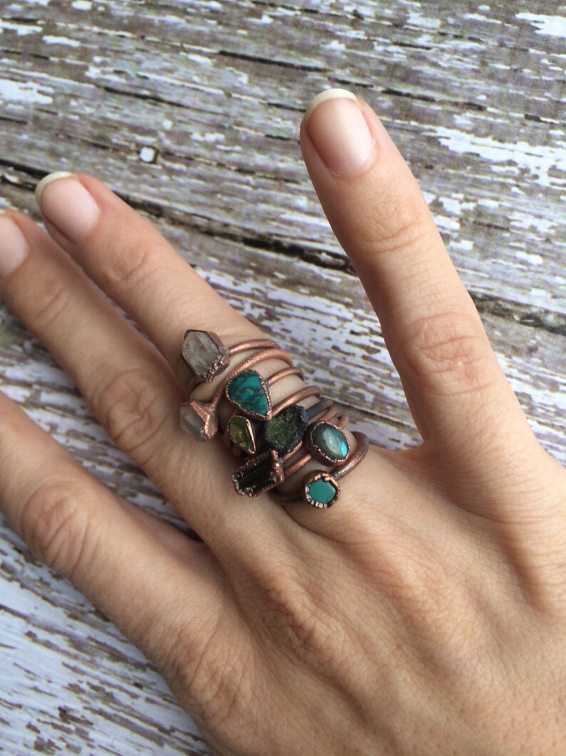 Turquoise Ring Simple Stone Stacking Ring Turquoise Stone - Etsy