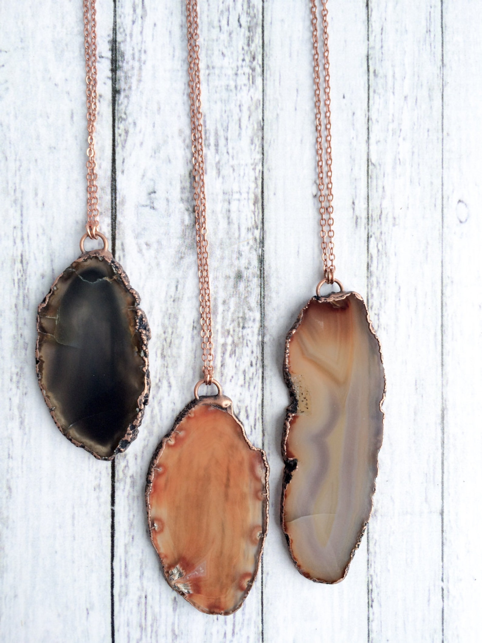 Agate Slice Necklace Large Agate Necklace Raw Agate | Etsy