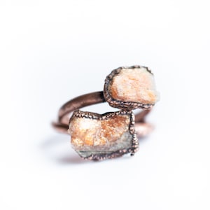 Sunstone Ring | Raw Sunstone Stacking Ring | Sunstone and Copper Ring ...