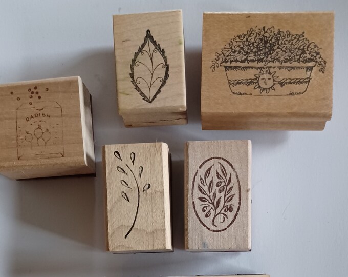 Curated Lot of 7 Garden Themed Rare Hard to Find Vintage Wood Mounted ...