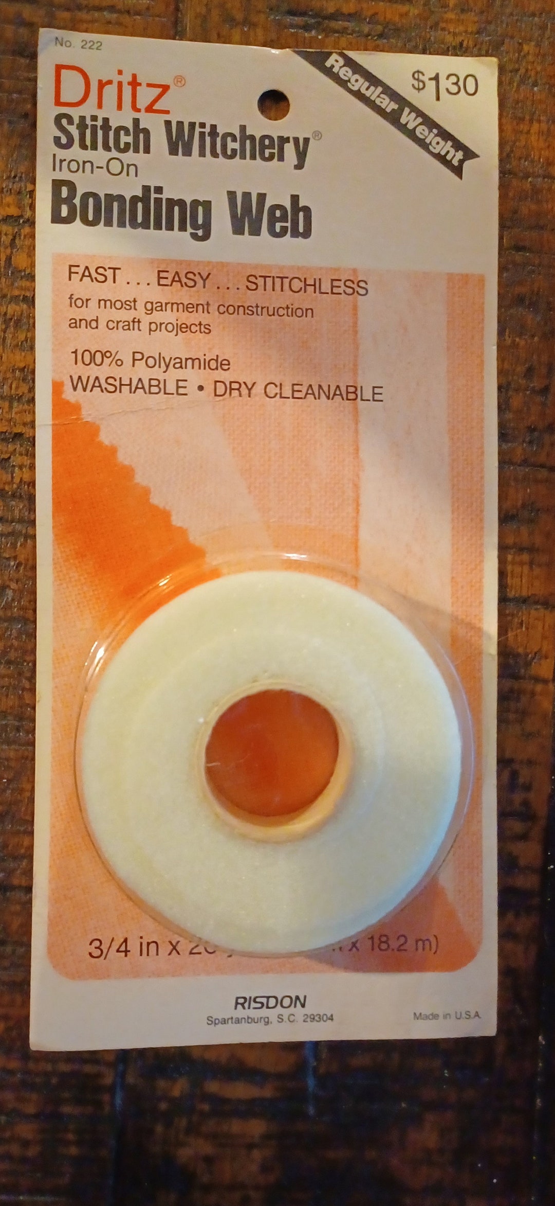 Vintage Stitch Witchery Iron on Bonding Web No 222 20 Yards 3/4 Inch in ...