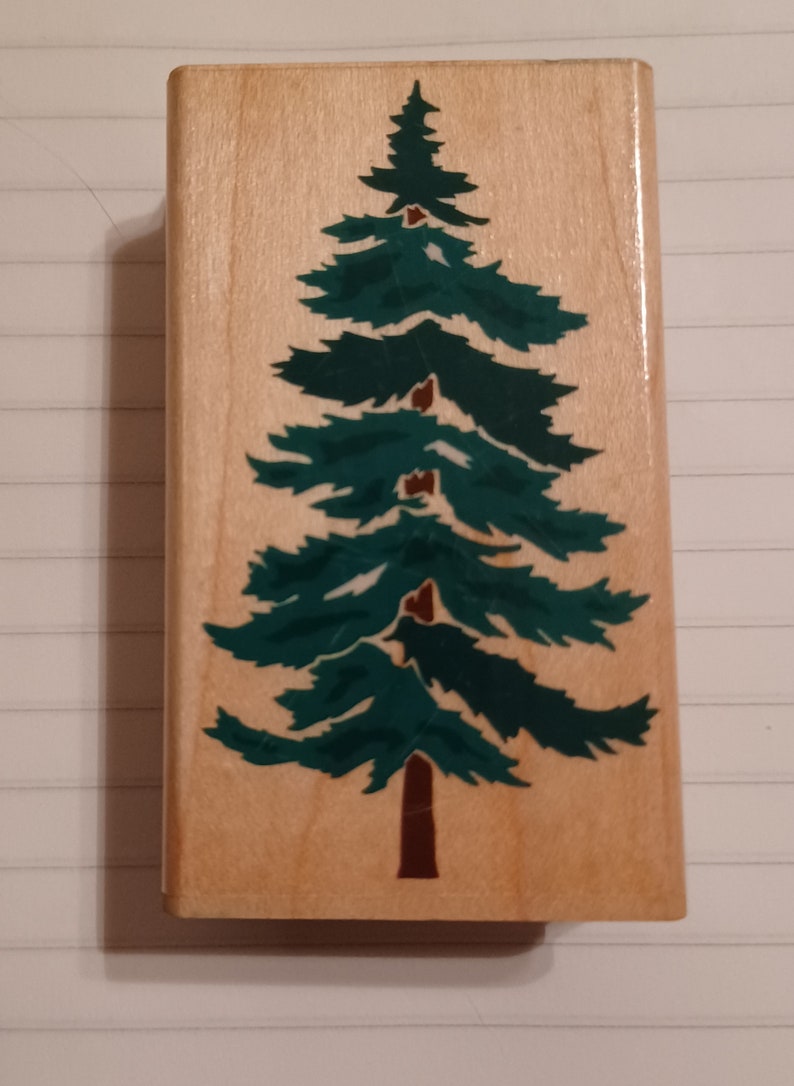 Evergreen Pine Tree Wood Mounted Rubber Stamp A2411E by Rubber Stampede ...