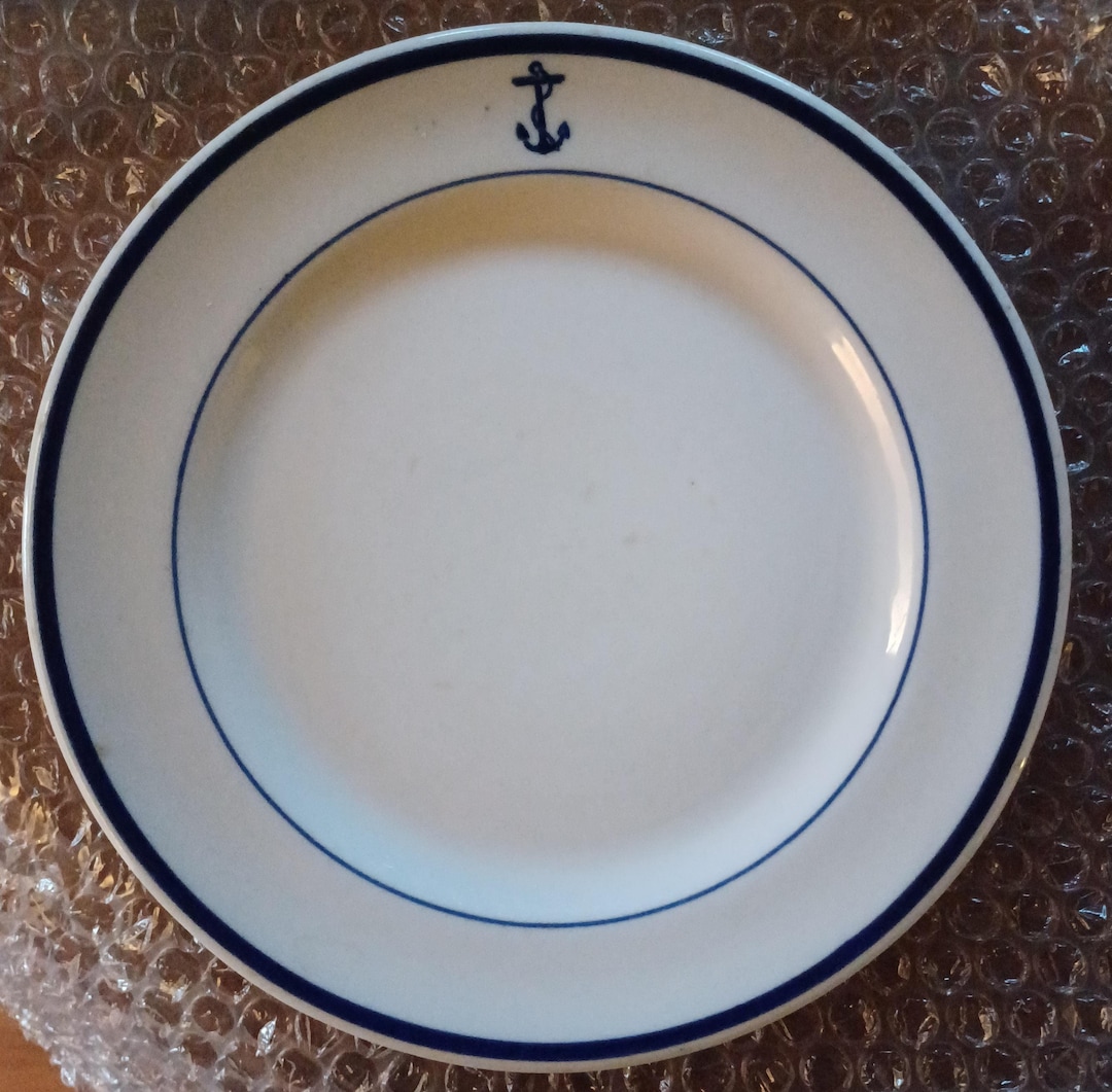 Lansing U.S. Navy Blue Anchor & Trim Bread Salad Plate 7" Fouled ...