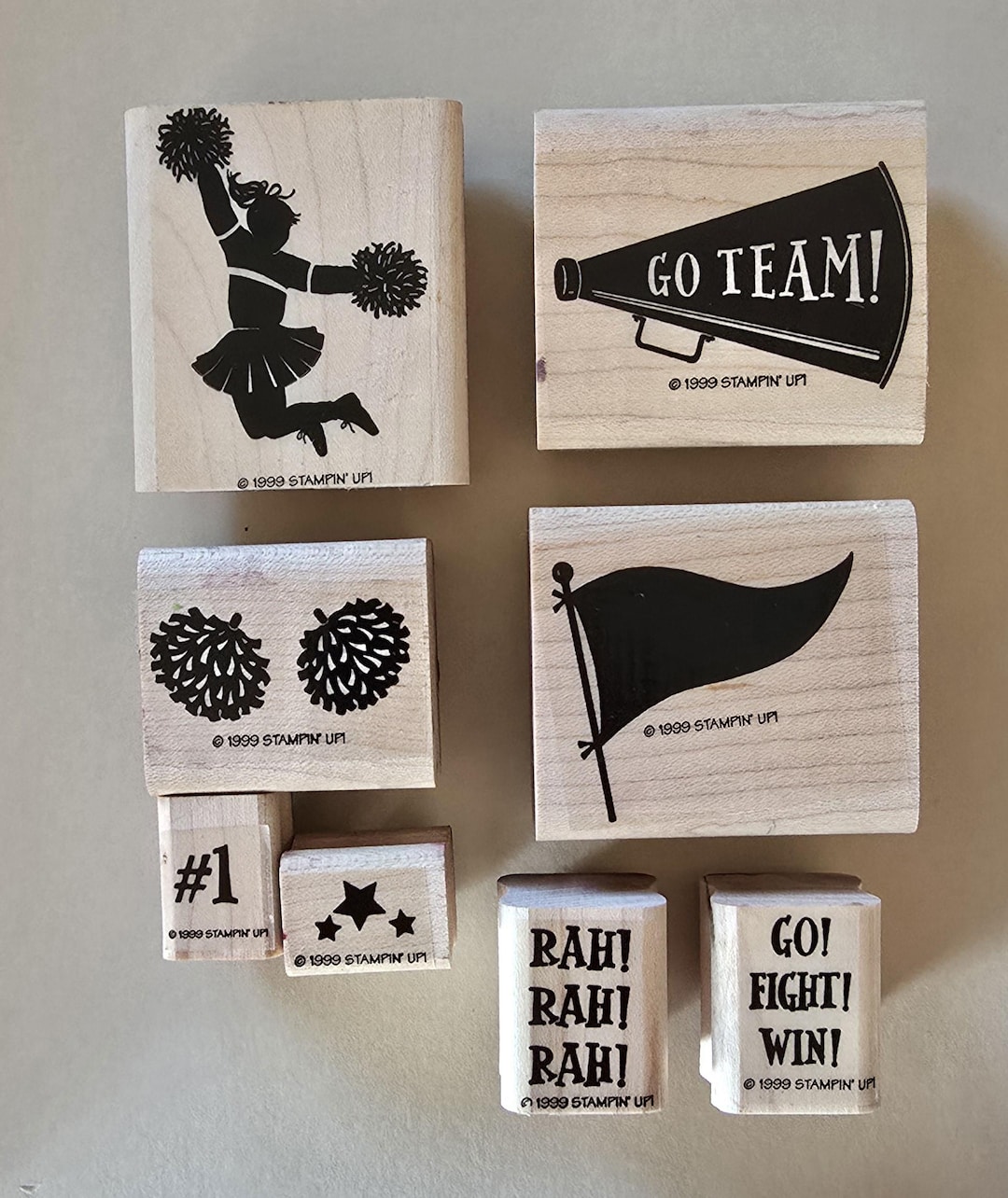 Go Team Cheerleader Spirts Set of 8 Wood Mounted Rubber Stamps by ...