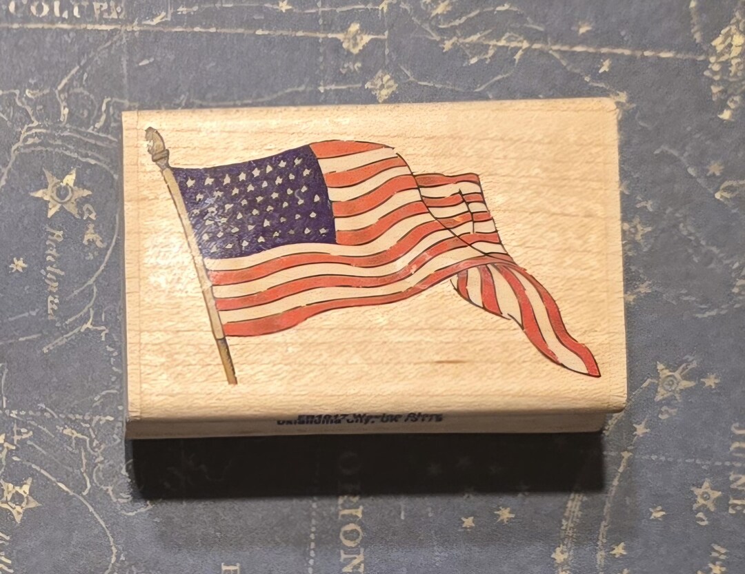 Waving Glory America Flag Patriotic Wood Mounted Rubber Stamp by ...